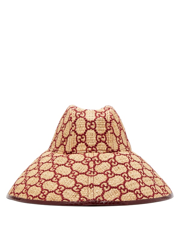 GG-embroidered raffia hat – LangShop